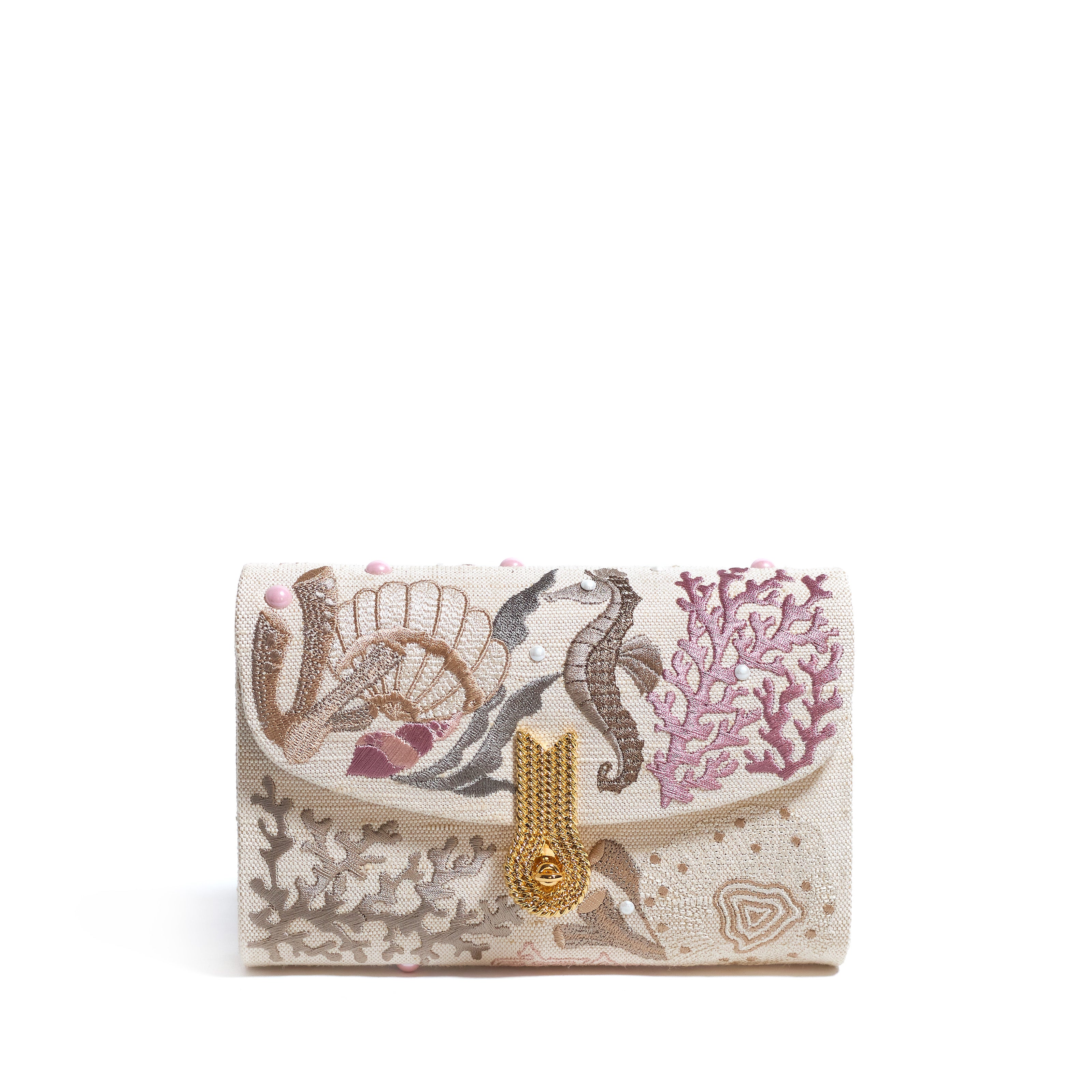 Clutch in canvas with Abissum marine embroidery – Amato Daniele